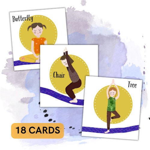 Yoga Poses for Kids Flashcards Printable PDF Format - Etsy