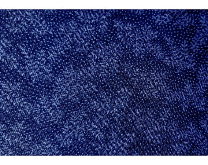 Keepsake Calico Blue on Navy Blue Leaves on Mini Dots Designed in ...