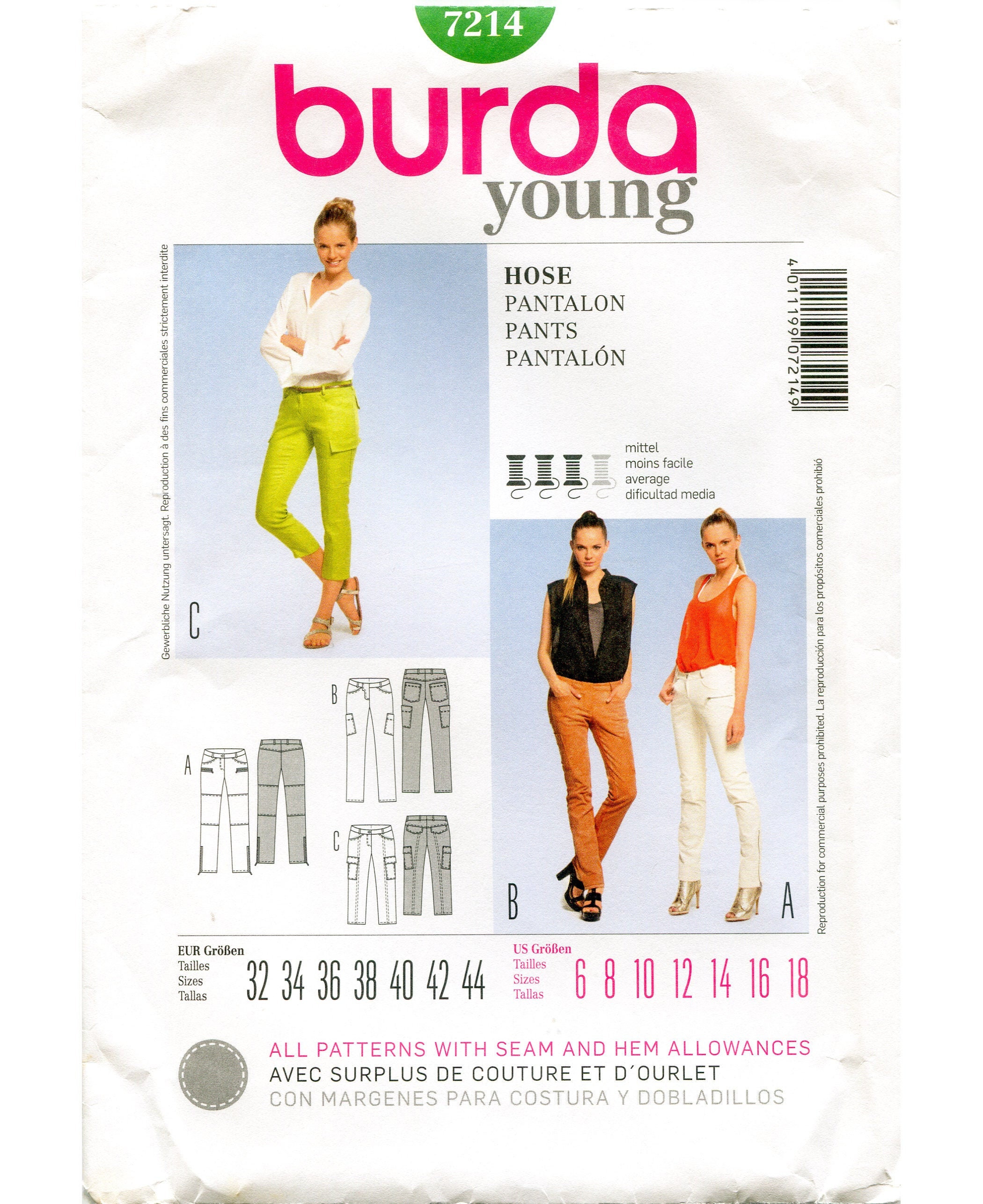 Young Burda 7214 Sewing Pattern Pants Jeans Slacks with | Etsy
