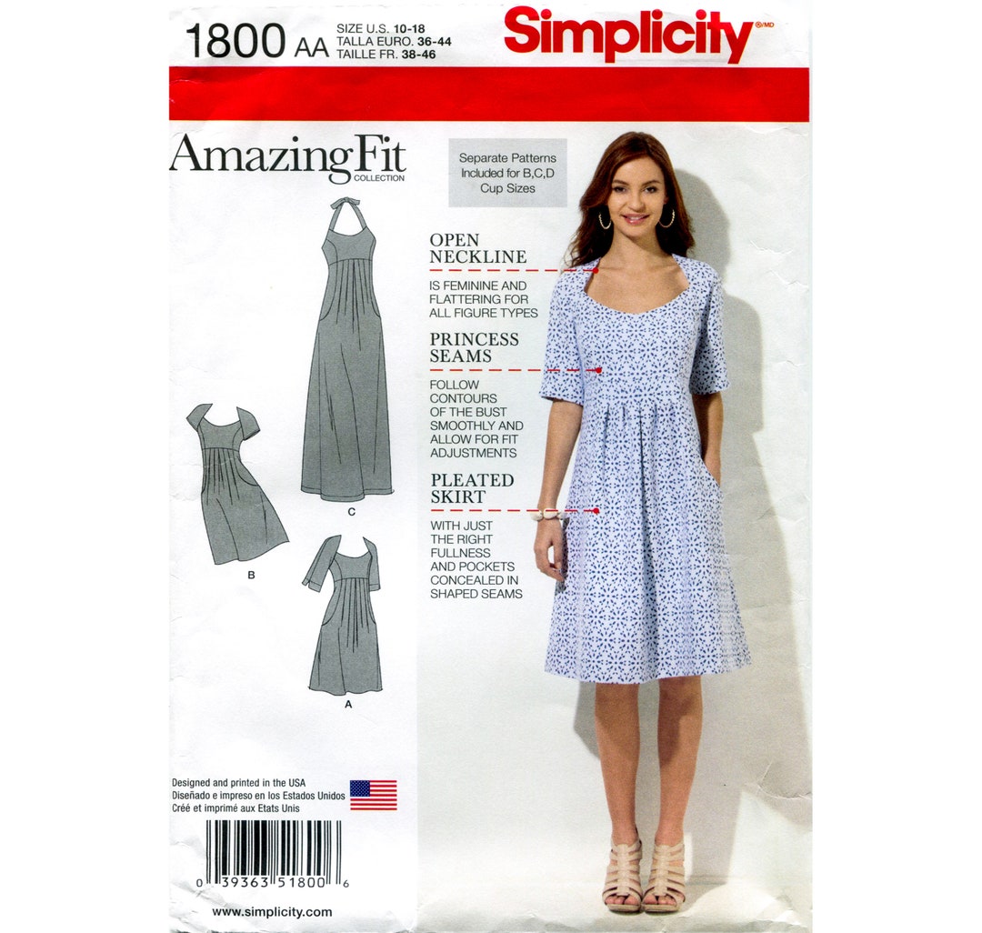 Simplicity "amazing Fit Collection" Misses Dress Pattern 1800 ; Sizes ...