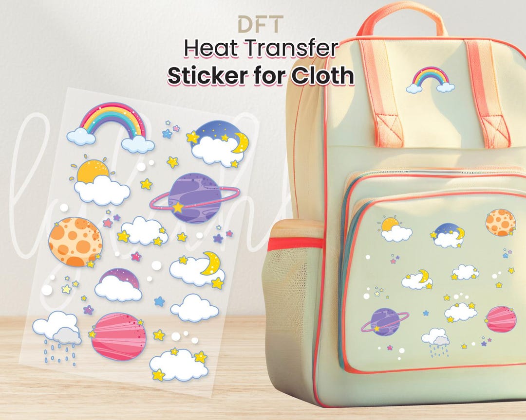 DFT Iron on Heat Transfer Sticker for Cloth Clouds Sky Universe Theme ...