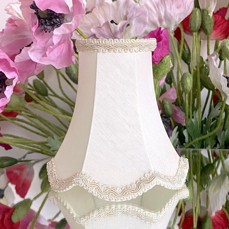 White Fabric Lamp Shade With off White Trim. Elegant French - Etsy