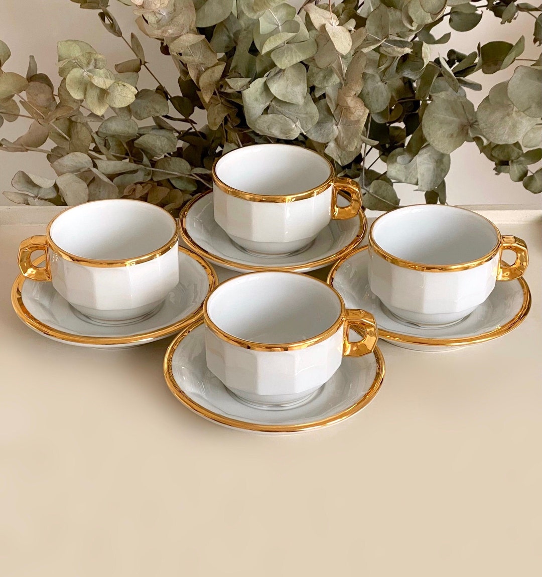 Price is for 1 Cup and 1 Saucer. French Bistro Very Rare Gold Trim ...