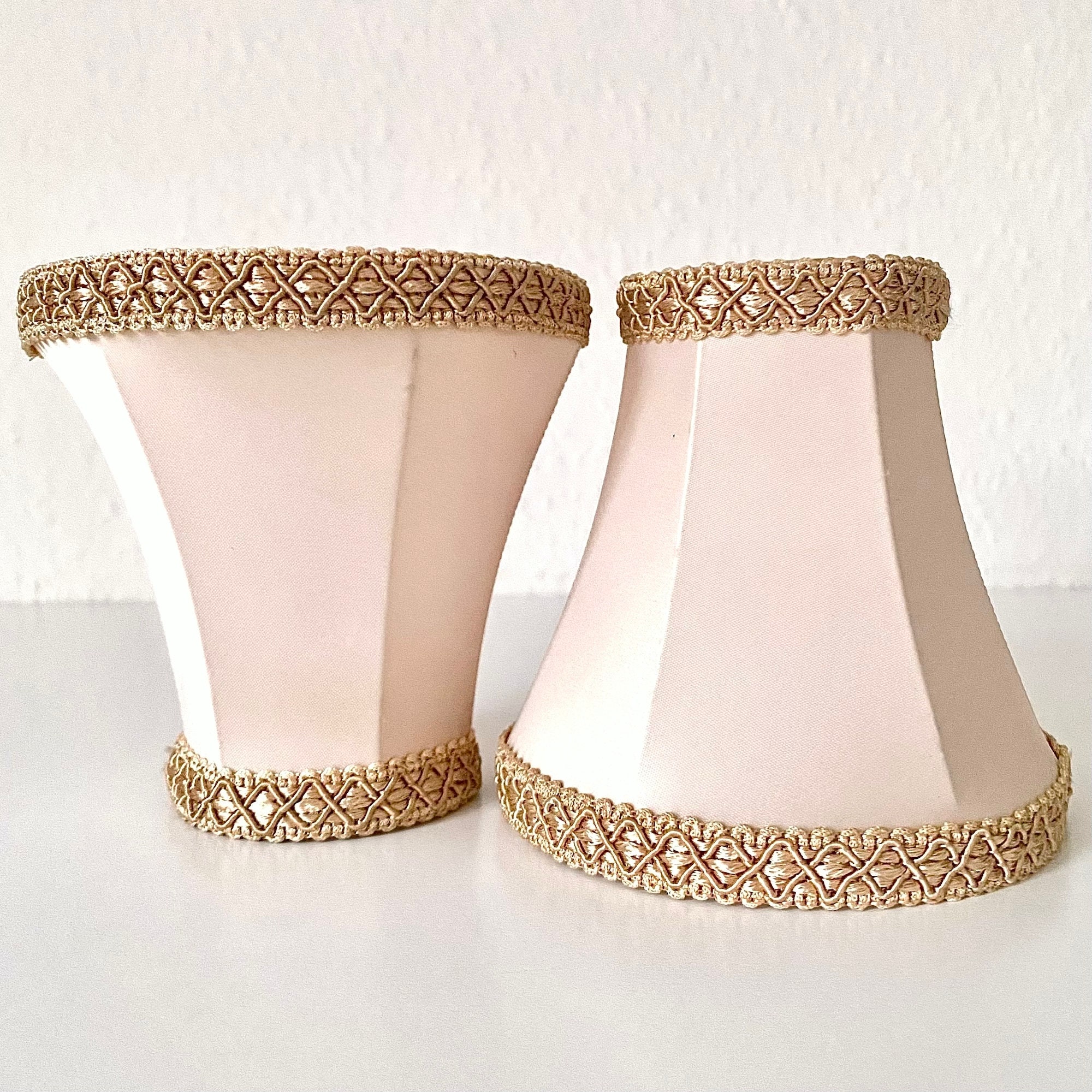 SET OF 2 Pastel Pink Satin Lamp Shades With Clip on Frame and - Etsy