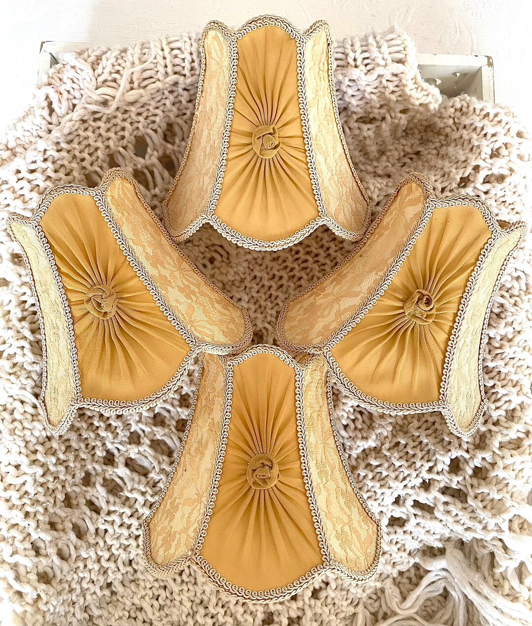 Beautiful Golden Small Lamp Shade With Lace Boudoir and Clip on Frame ...