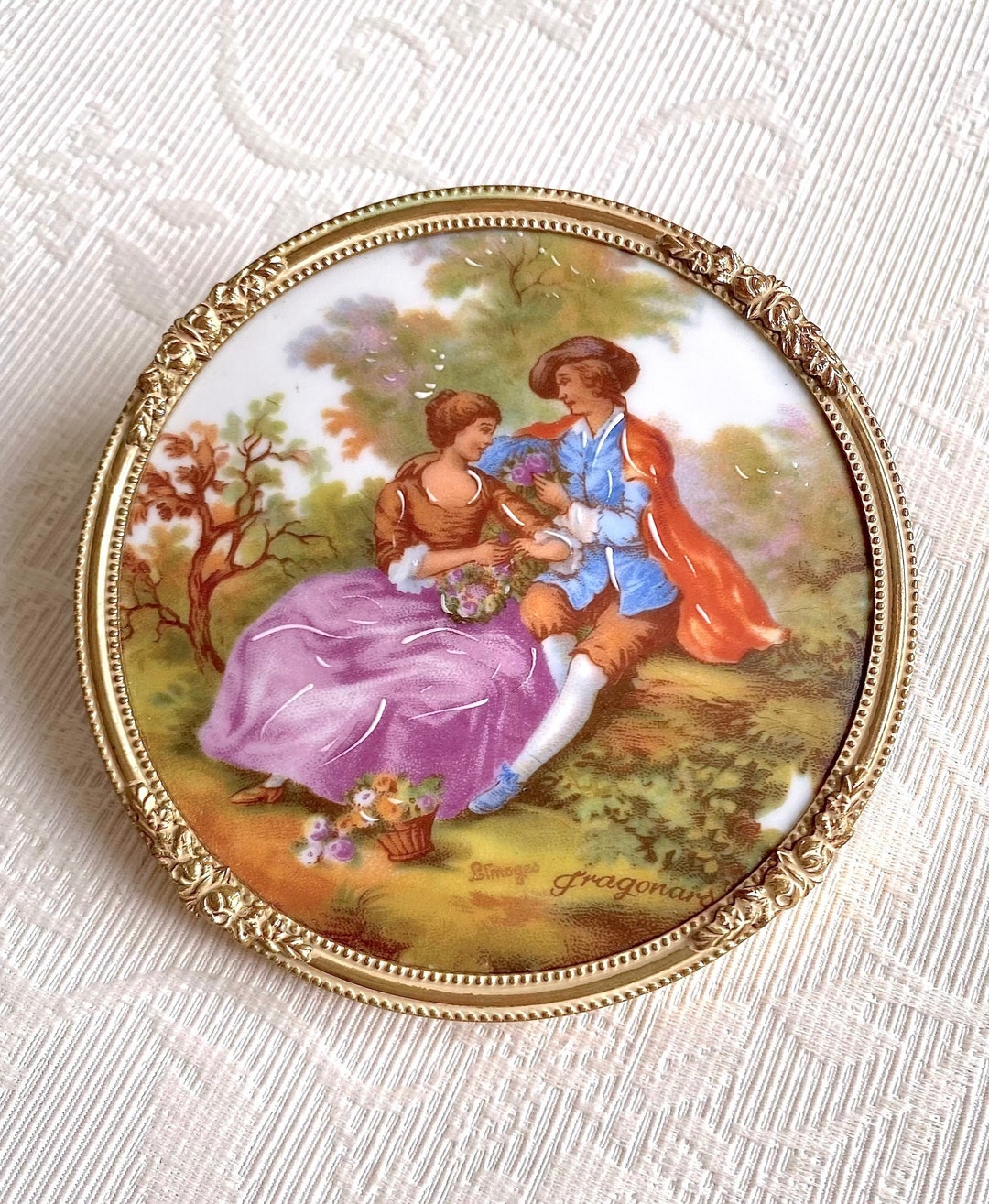 Courting Couple Fragonard Love Story Rococo Style. Meissner Limoges ...
