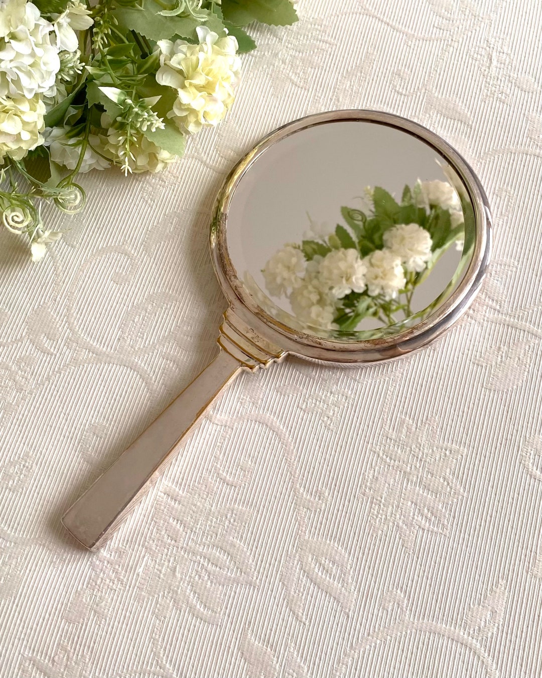 Art Nouveau Flower Motive on Hand Mirror. Danish Antique Silversmith ...