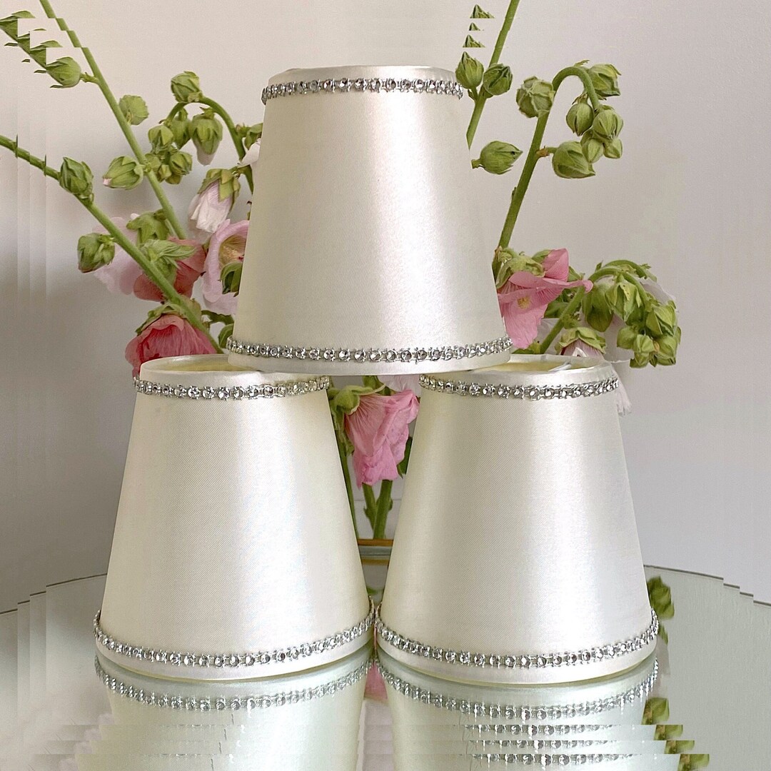 Price is for 1 Lamp Shade. Retro Cone Shaped Pearly White Satin Petite ...
