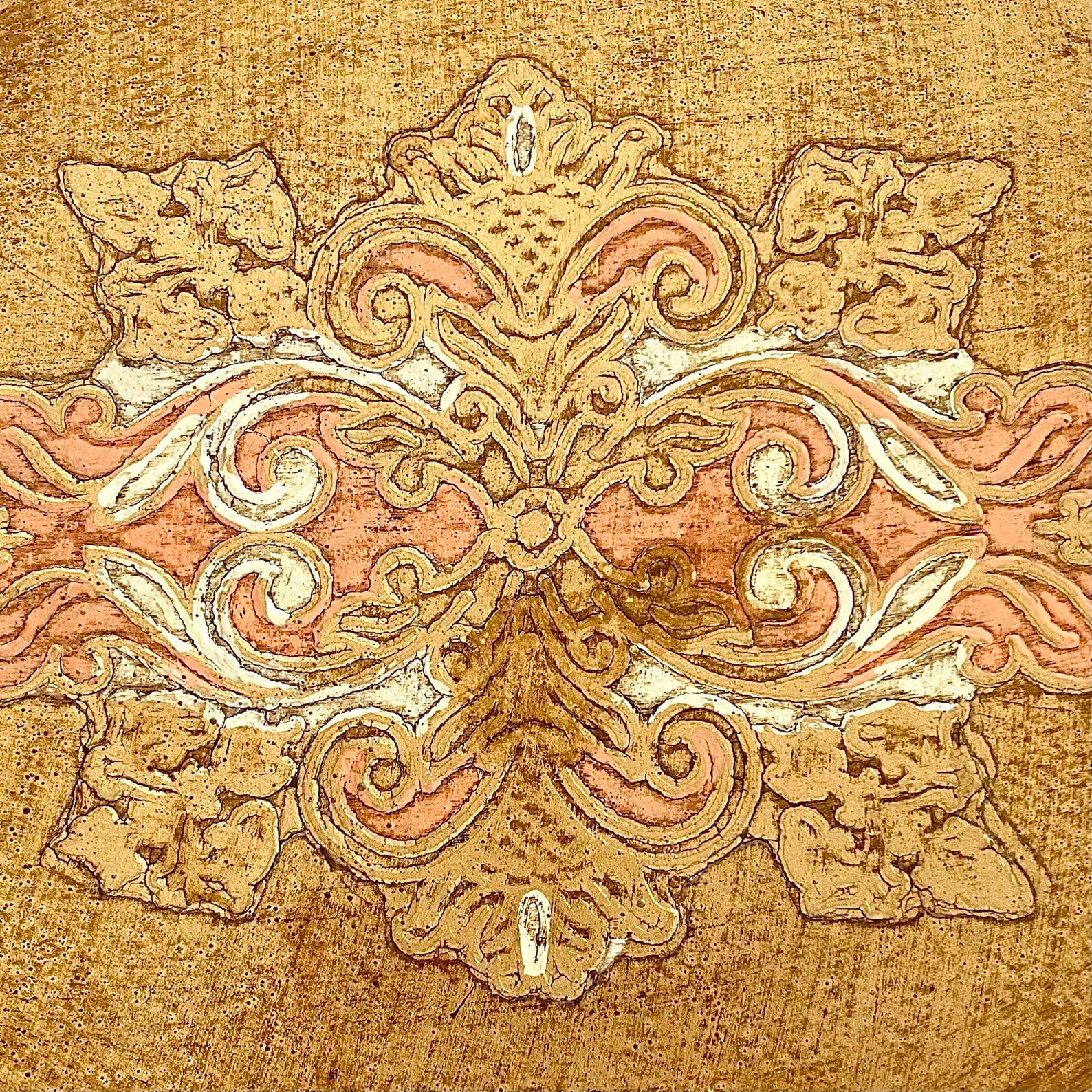 Pastel Apricot Pink Gilded Hand Painted Venetian Renaissance - Etsy