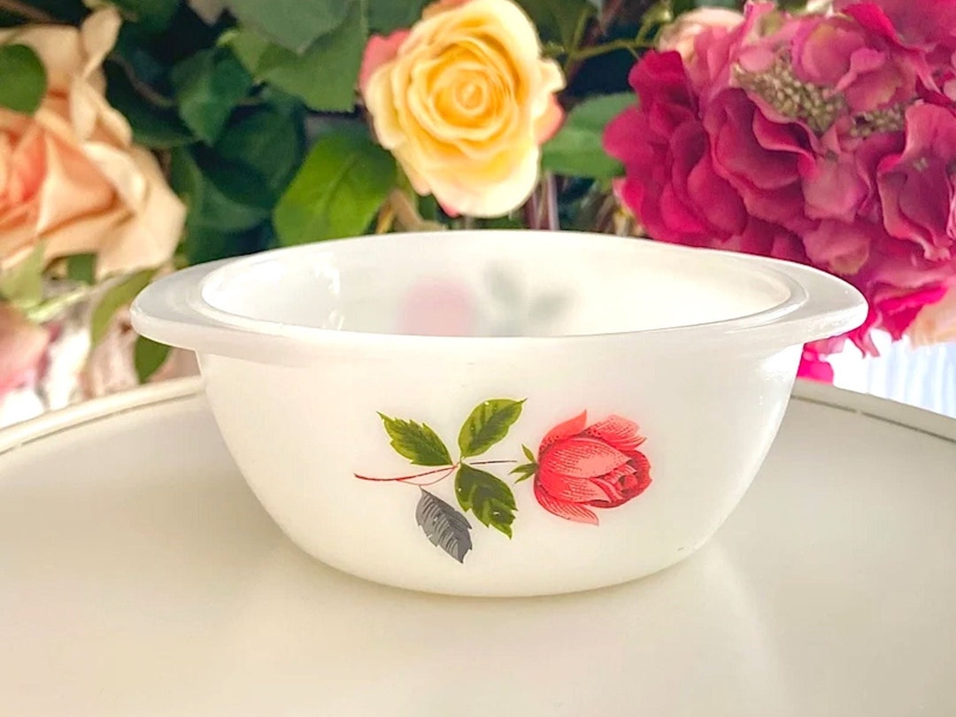 JAJ Made in England Vintage Pyrex Petite Open Deep Dish. Red Rose ...