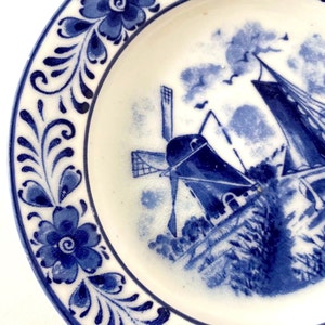 Blue Delfts Antique Small Round Plate With Dutch Motive. Made in the ...