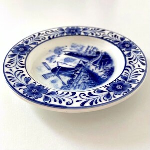 Blue Delfts Antique Small Round Plate With Dutch Motive. Made in the ...