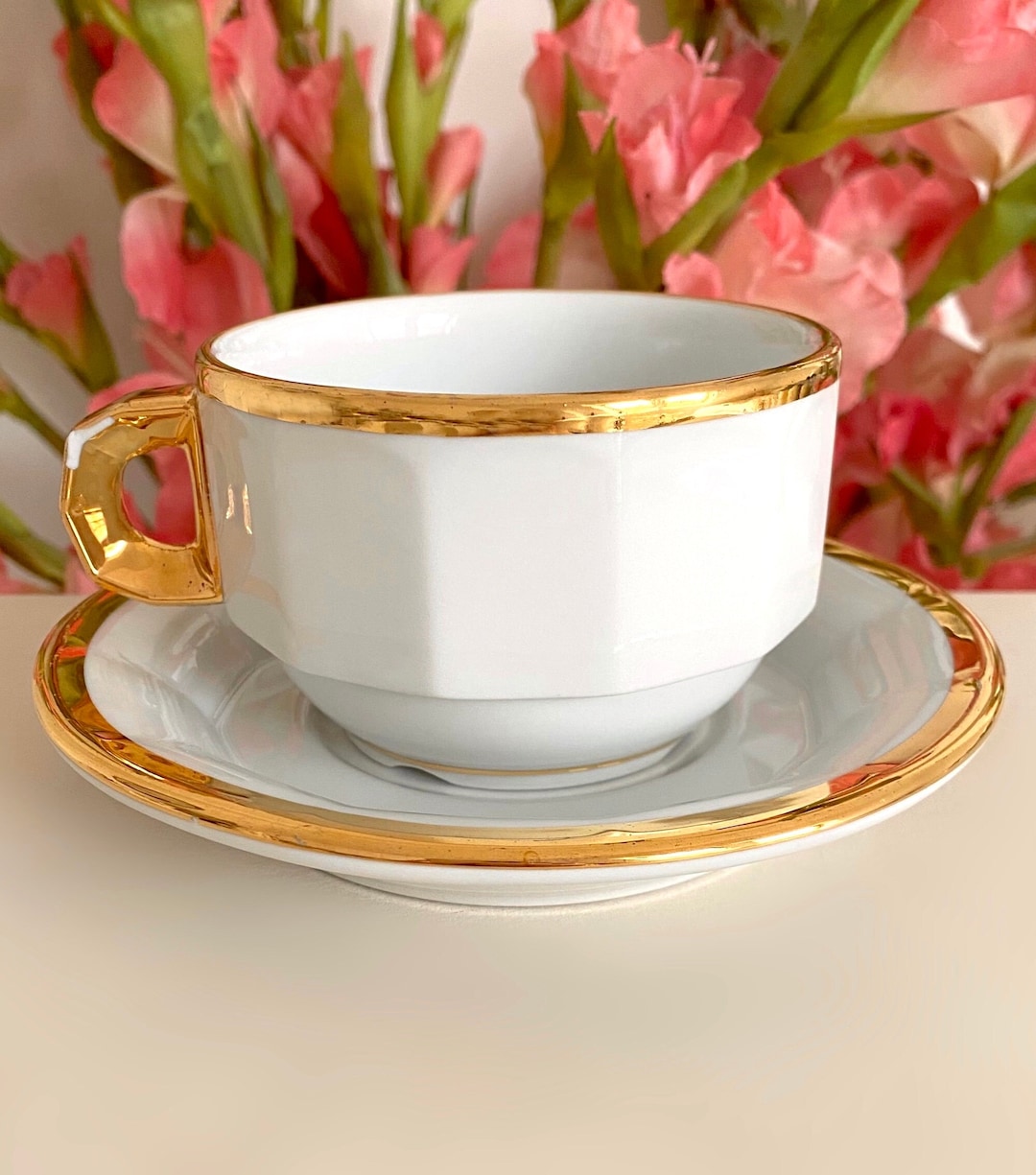 White Porcelain French Bistro Tea Cup and Saucer Set. Very Rare ...