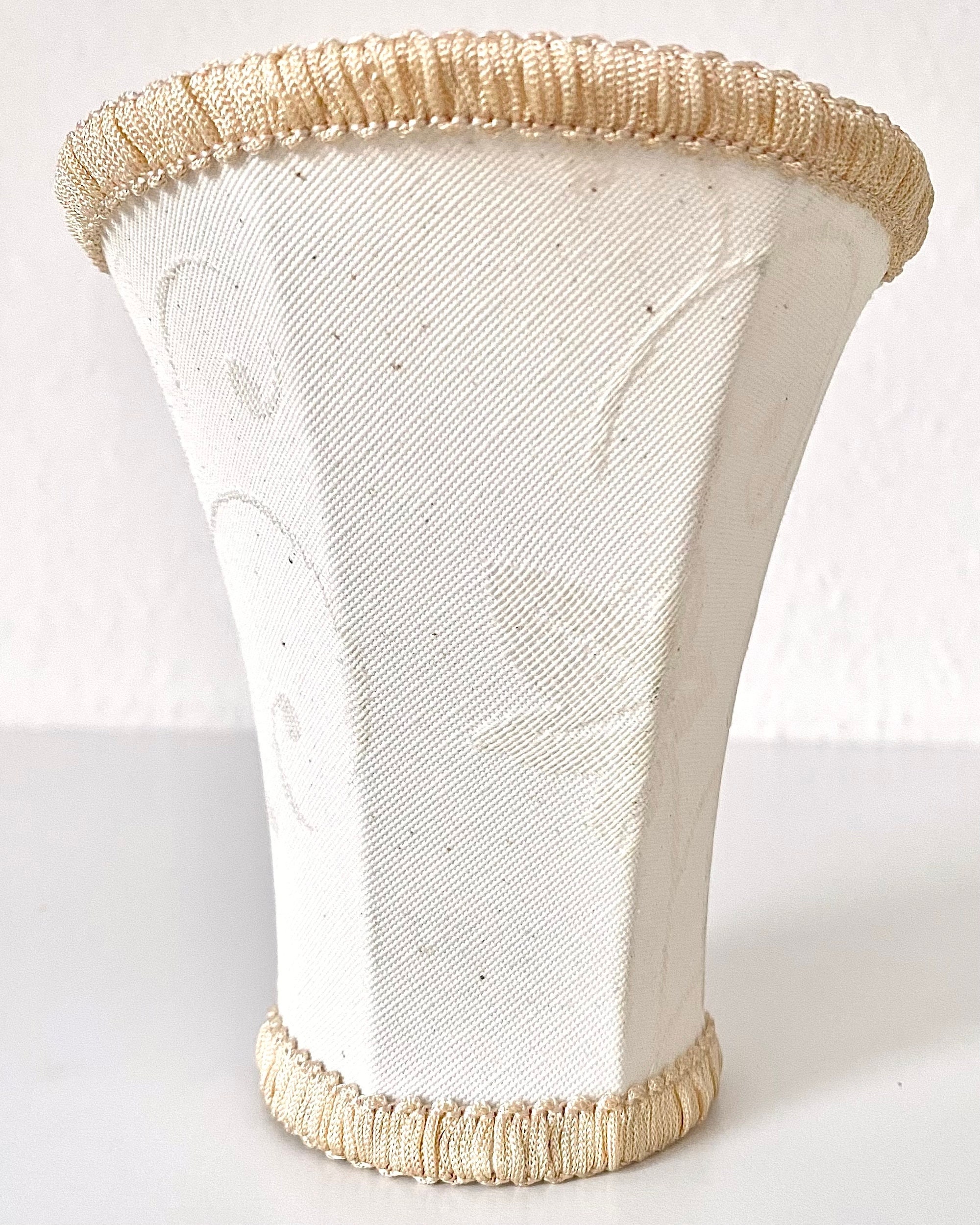 Petite White Fabric Lamp Shade With Delicate Botanical Motive and Beige ...