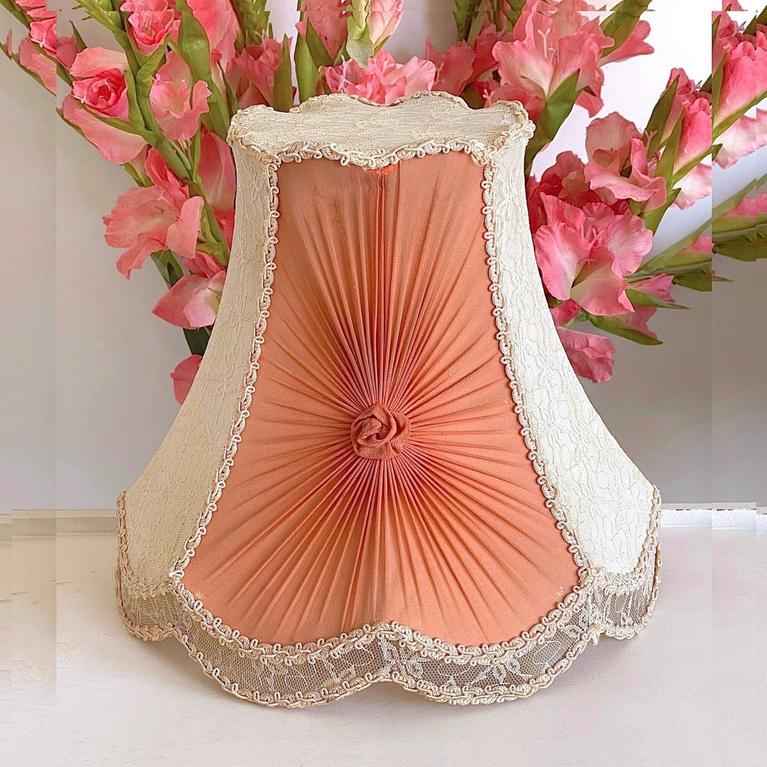 French Lace Boudoir Apricot Orange and off White Large Non Clip Lidded ...