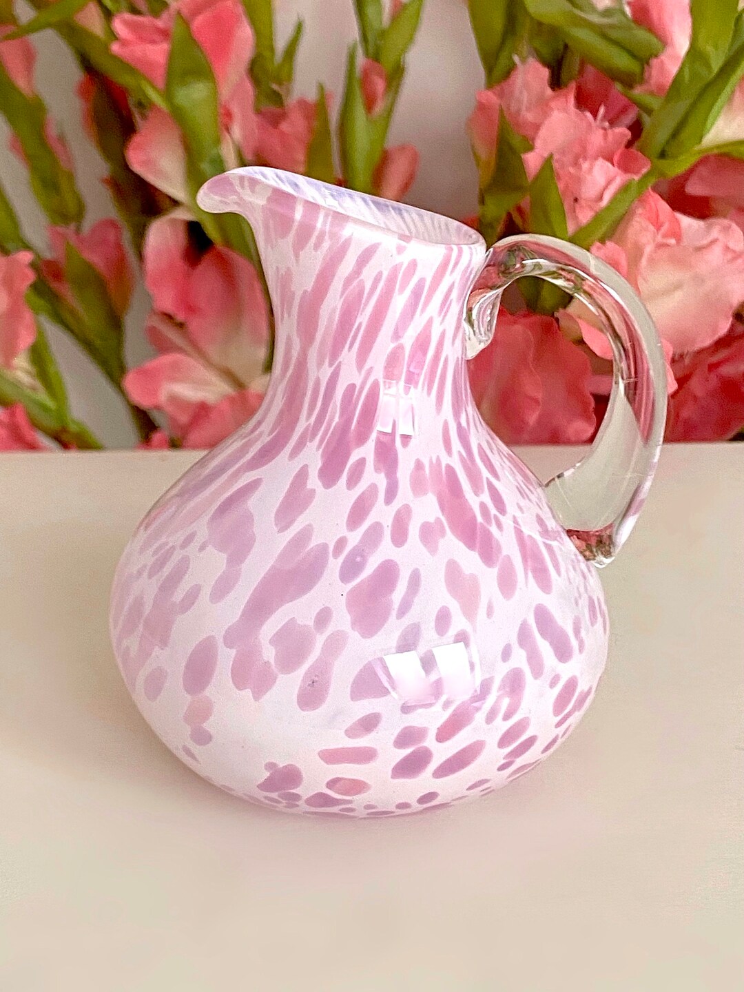 Confetti Dotted Pattern Small Pitcher Jug Vase With Handle. Pastel ...