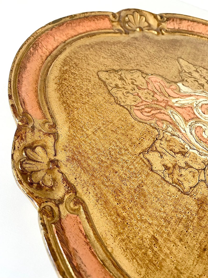 Pastel Apricot Pink Gilded Hand Painted Venetian Renaissance - Etsy