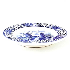Blue Delfts Antique Small Round Plate With Dutch Motive. Made in the ...