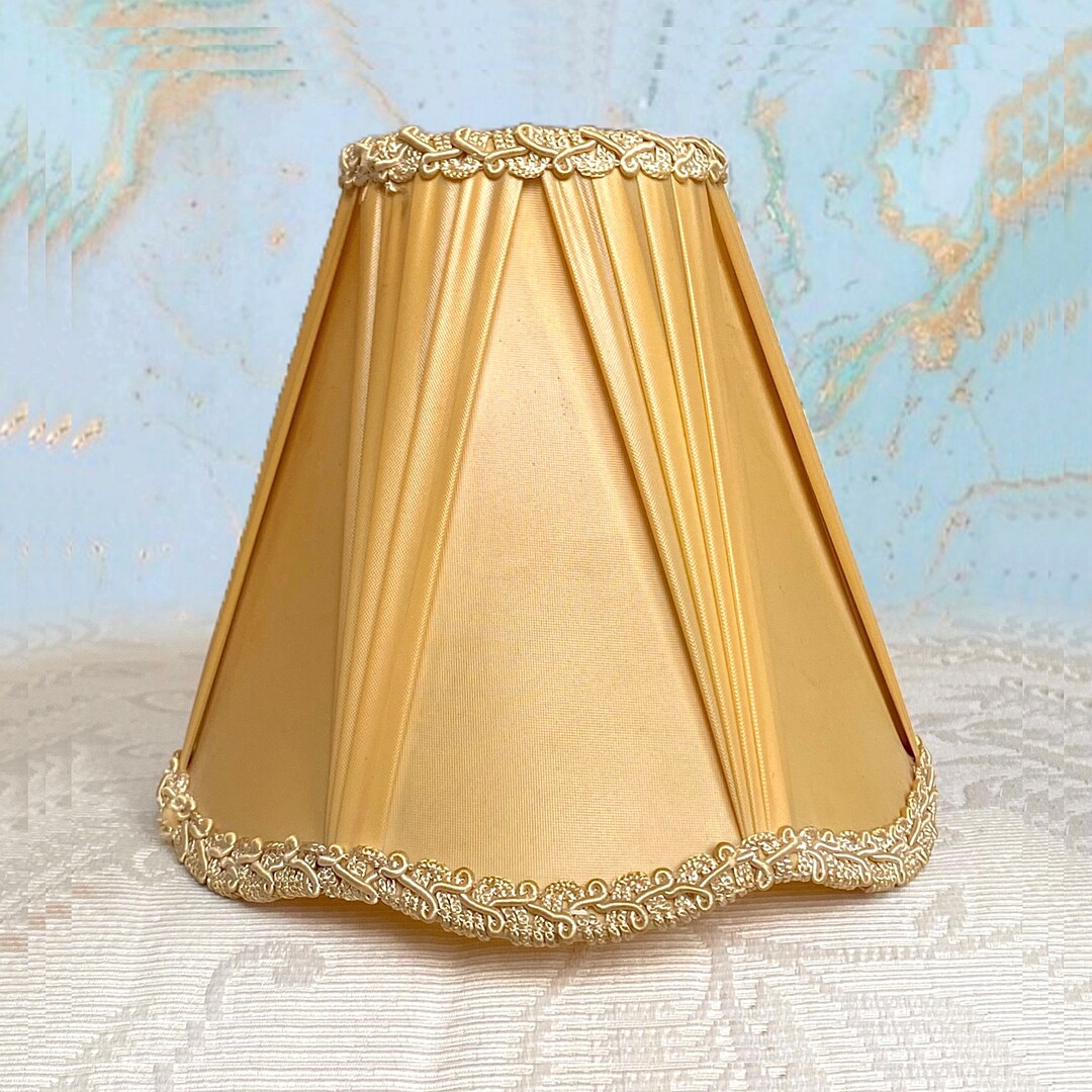 Golden Apricot Cone Shaped French Lamp Shade With Delicate Fabric and ...