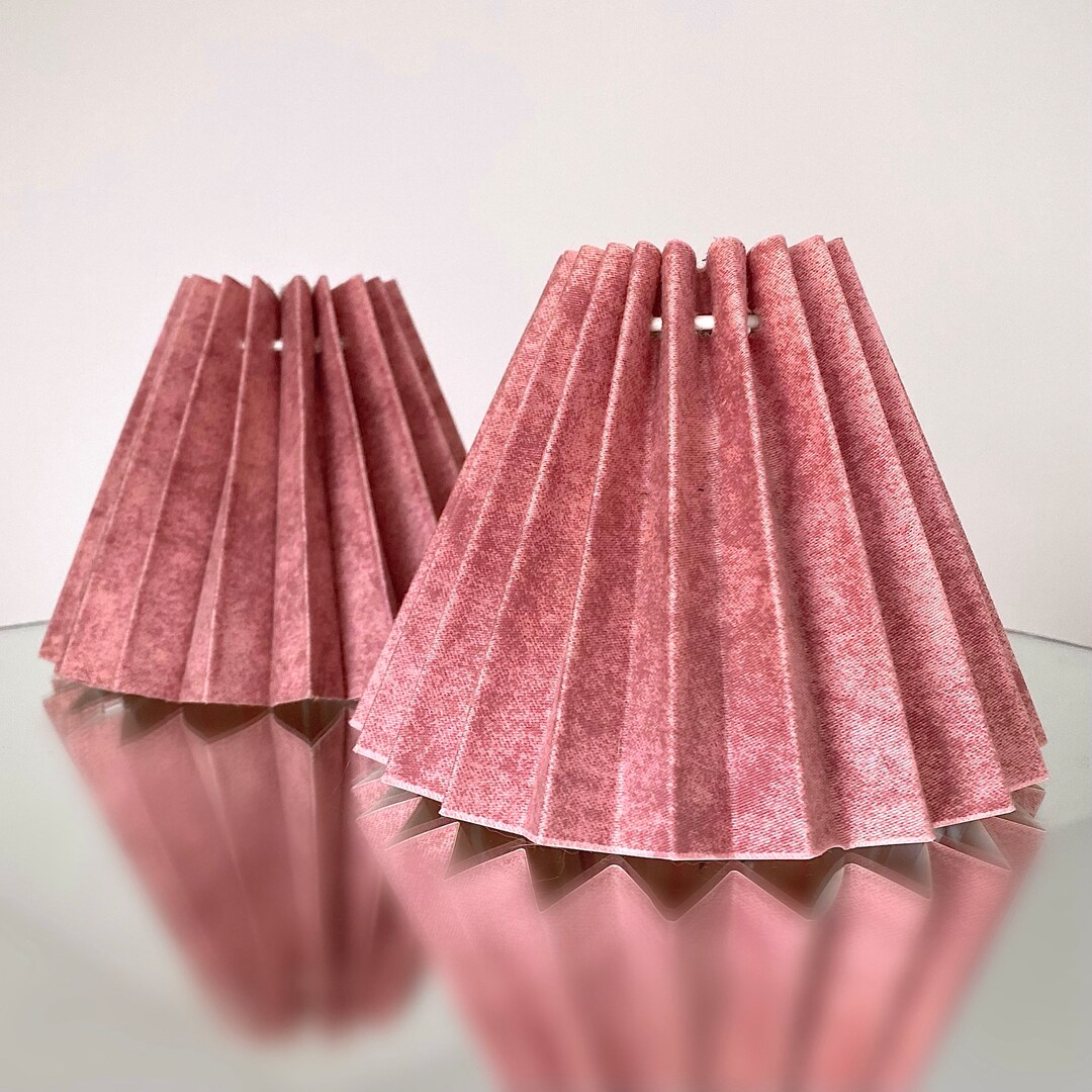 SET OF 2 Petite Textured Mauve Fabric Lamp Shades. Nordic Pleated ...