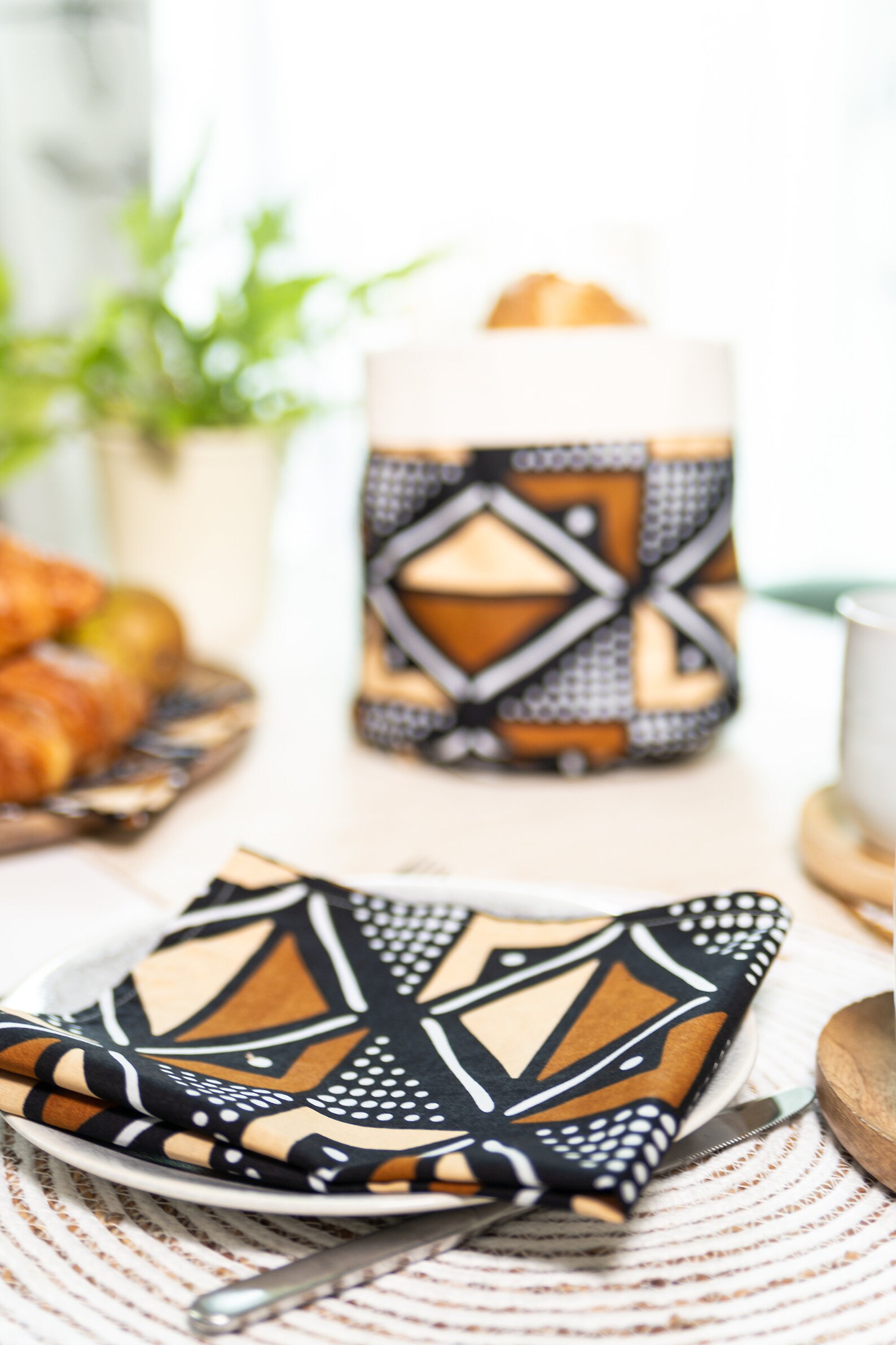 African Mudcloth Cocktail Napkins, 100% Cotton, Cloth Napkins ...