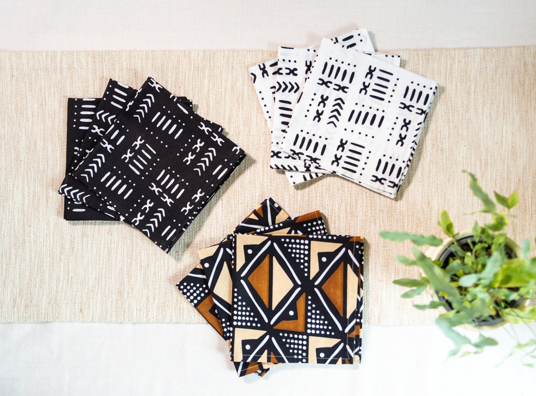 African Mudcloth Cocktail Napkins 100% Cotton Cloth Napkins - Etsy