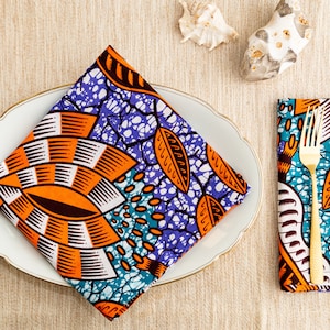 African Dinner Napkins, Cloth Napkins Colorful, Wax Print 100% Cotton ...