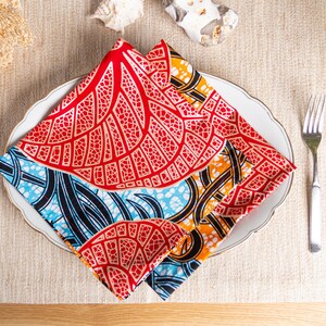 African Dinner Napkins, Cloth Napkins Colorful, Wax Print 100% Cotton ...