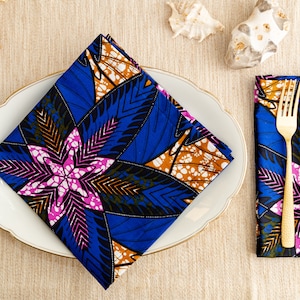 African Dinner Napkins, Cloth Napkins Colorful, Wax Print 100% Cotton ...