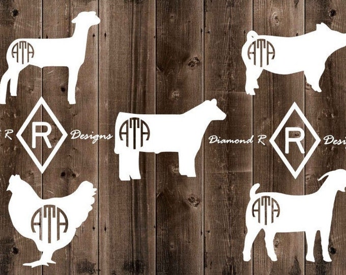Livestock Show Animal Monogram Vinyl Decal - Etsy