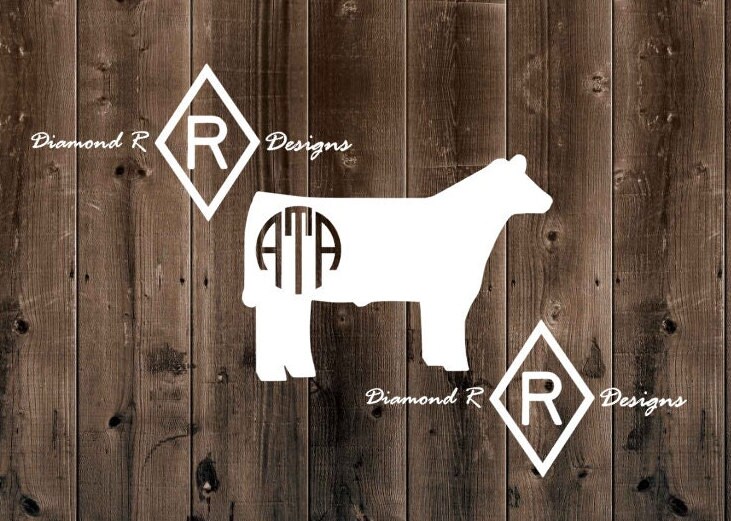 Livestock Show Animal Monogram Vinyl Decal - Etsy