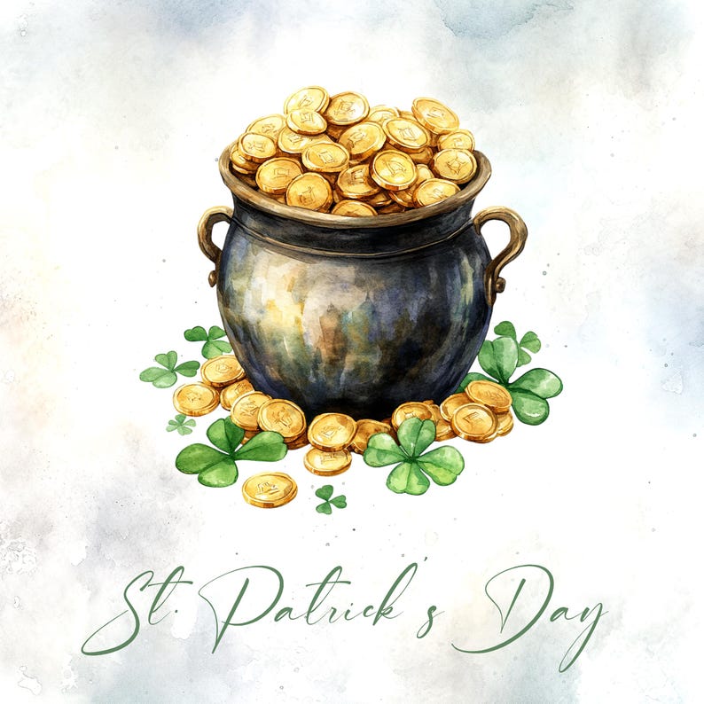 St. Patrick's Day Clipart Bundle - Fun Lucky Leprechaun PNG - Pot of ...