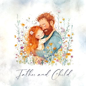 Father and Child Clipart, Watercolor Father's Day Clipart, Father and ...
