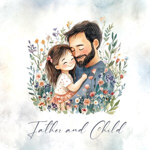 Father and Child Clipart, Watercolor Father's Day Clipart, Father and ...