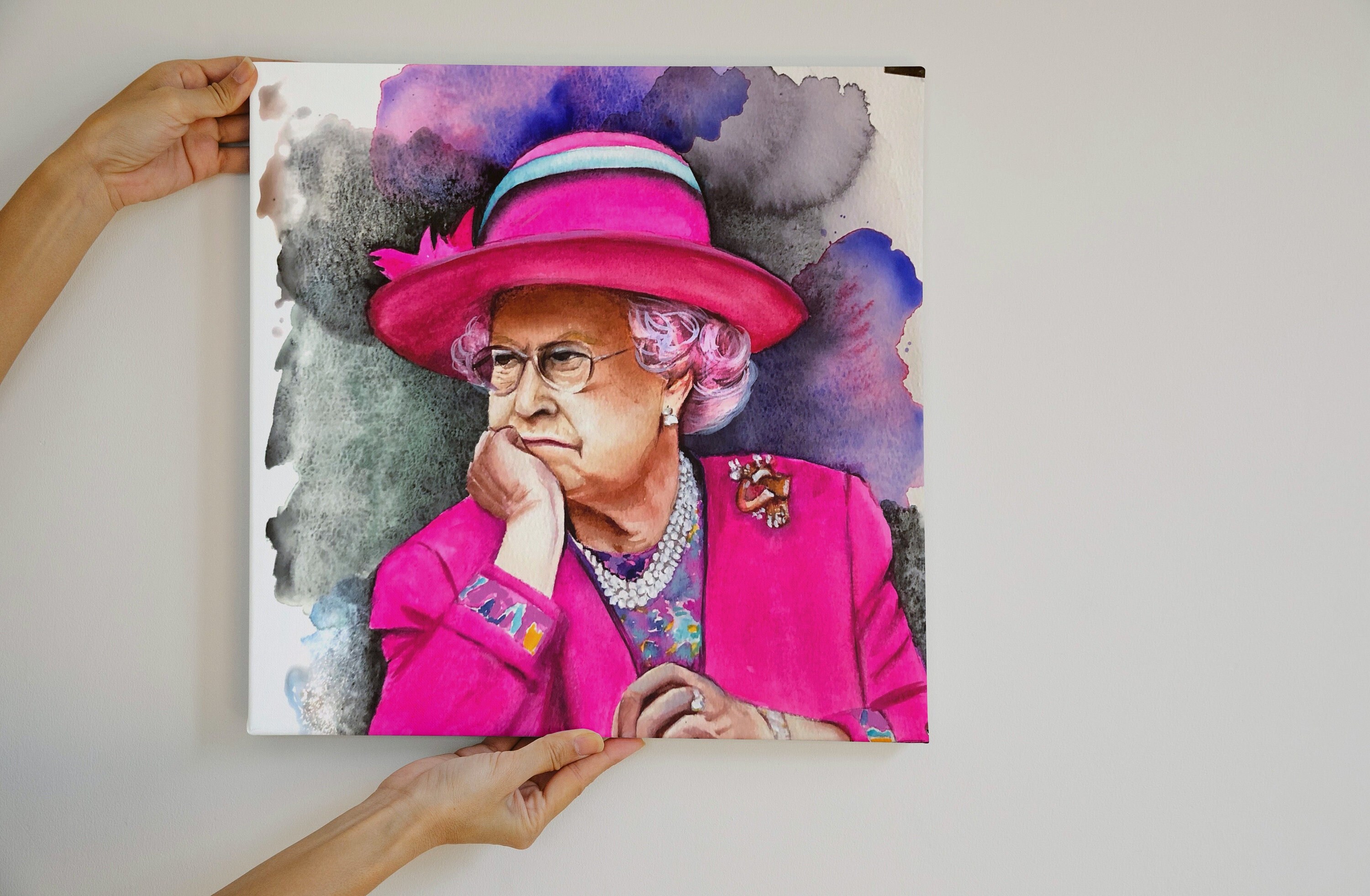 Queen Elizabeth II Printable Wall Art Digital Print Watercolor Portrait ...