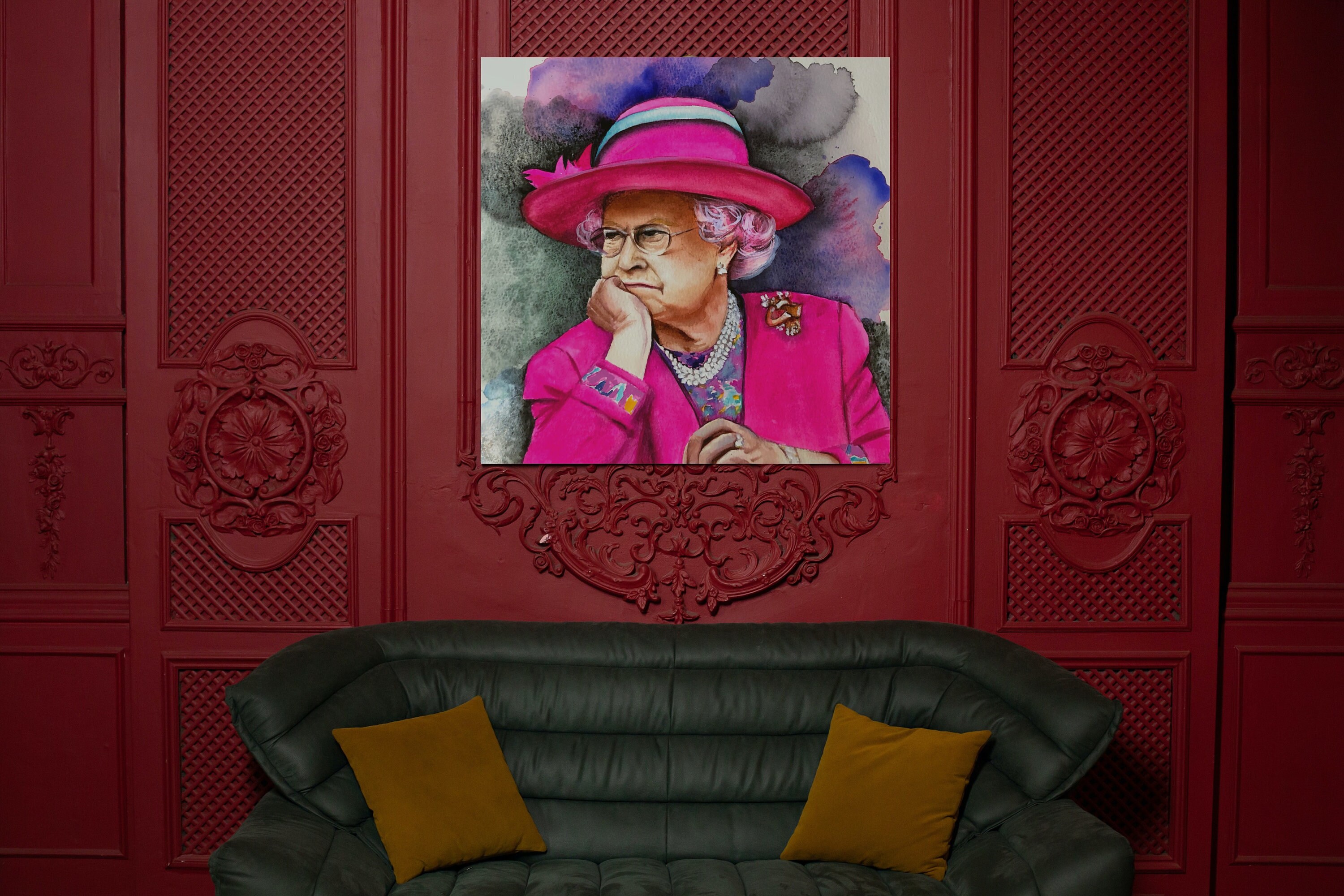 Queen Elizabeth II Printable Wall Art Digital Print Watercolor Portrait ...