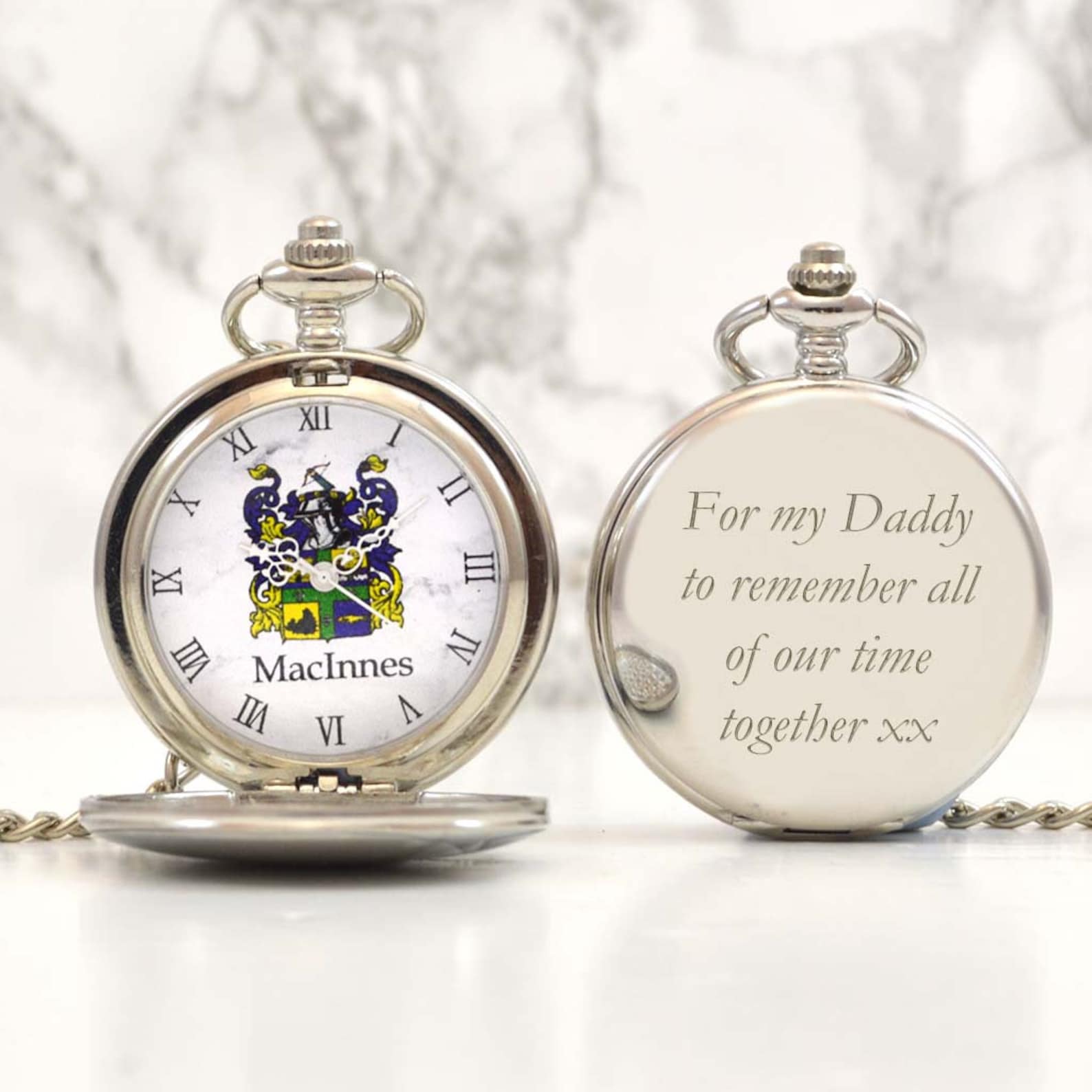 Personalised Family Crest Pocket Watch Engraved Coat of Arms Gifts Men ...