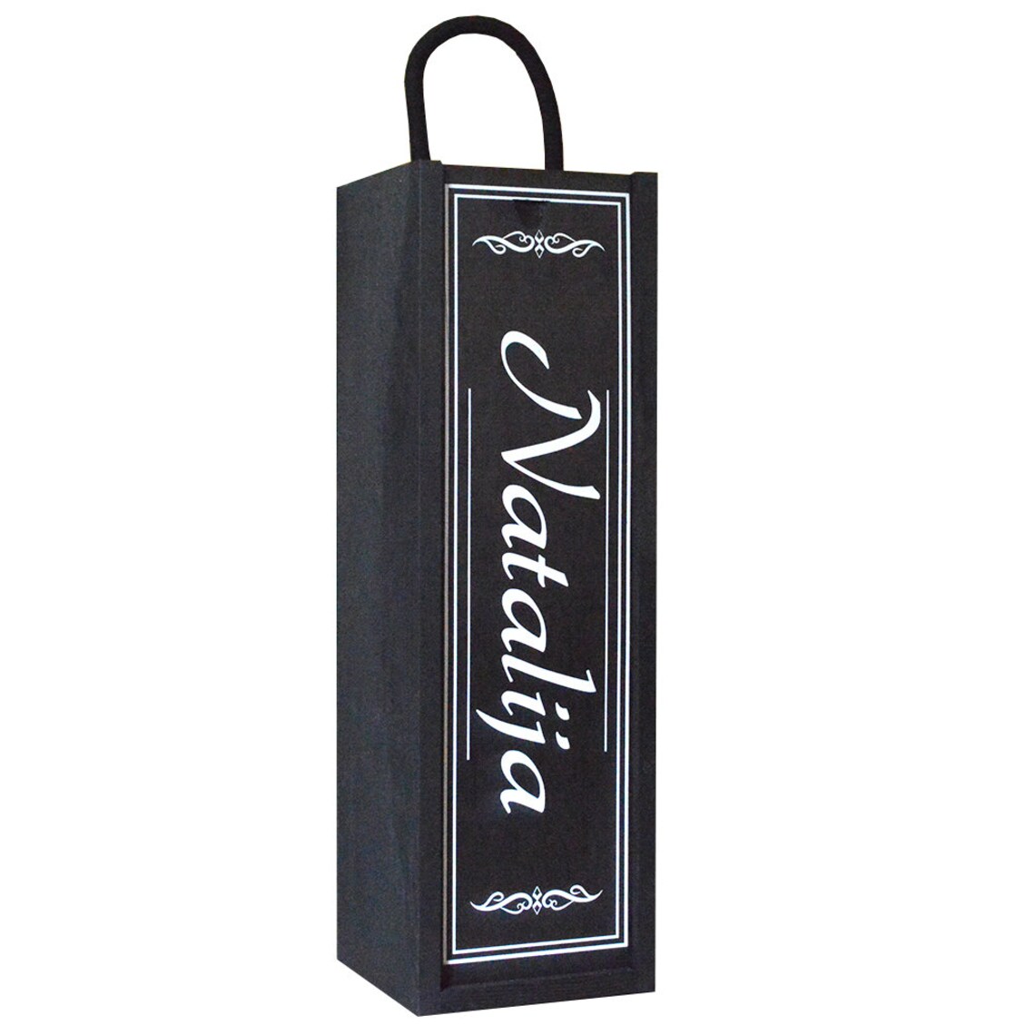 Personalised Black Wooden Champagne Box Engraved Gift Birthday ...
