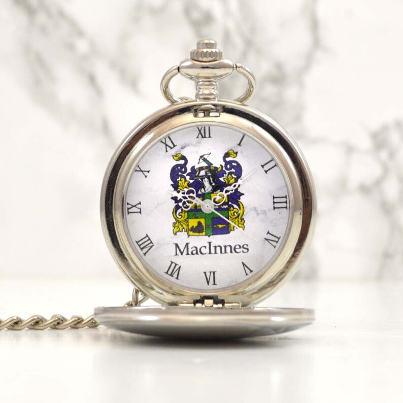 Personalised Family Crest Pocket Watch Engraved Coat of Arms Gifts Men ...
