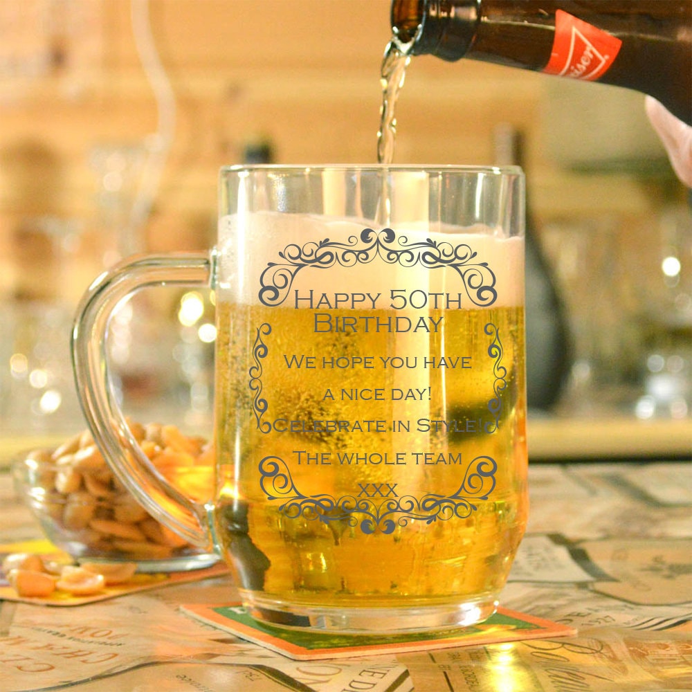 Personalised Tankard Glass for Men Engraved Stein Pint Beer Tanker ...