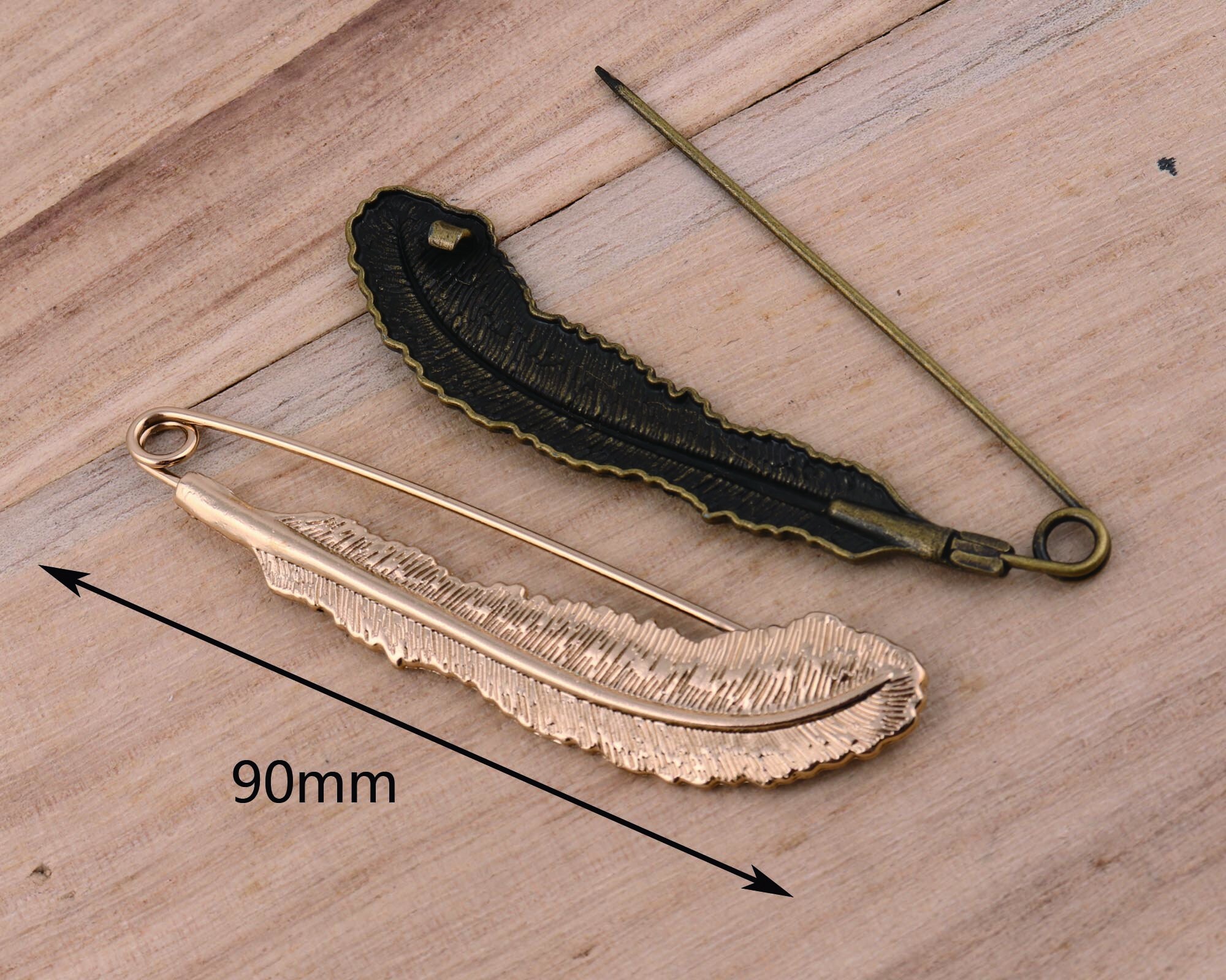 90mm Length Metal Feather Safety Pins Brooch Pins Metal Pin Sewing Pin ...