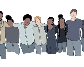 7 People Custom Family Portrait Line Drawing - Etsy