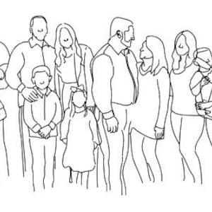 7 People Custom Family Portrait Line Drawing - Etsy
