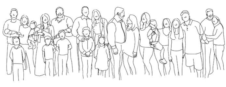 7 People Custom Family Portrait Line Drawing - Etsy