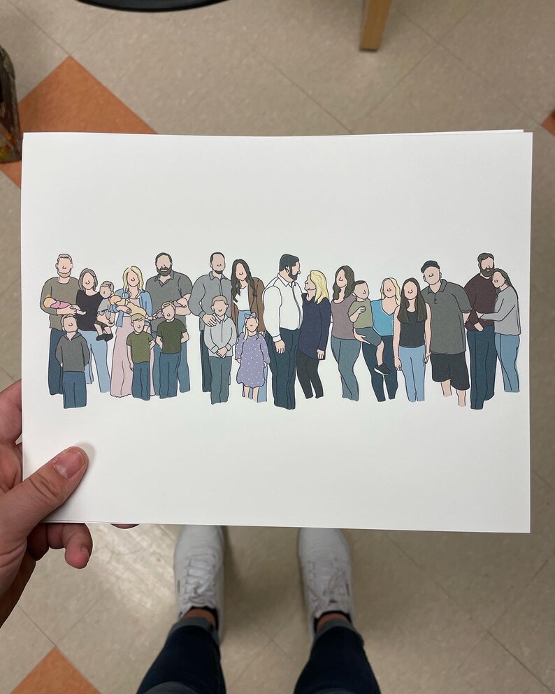 Custom Family Portrait Line Drawing PRINT - Etsy