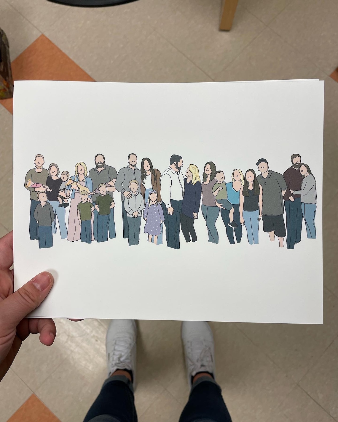 7 People Custom Family Portrait Line Drawing - Etsy