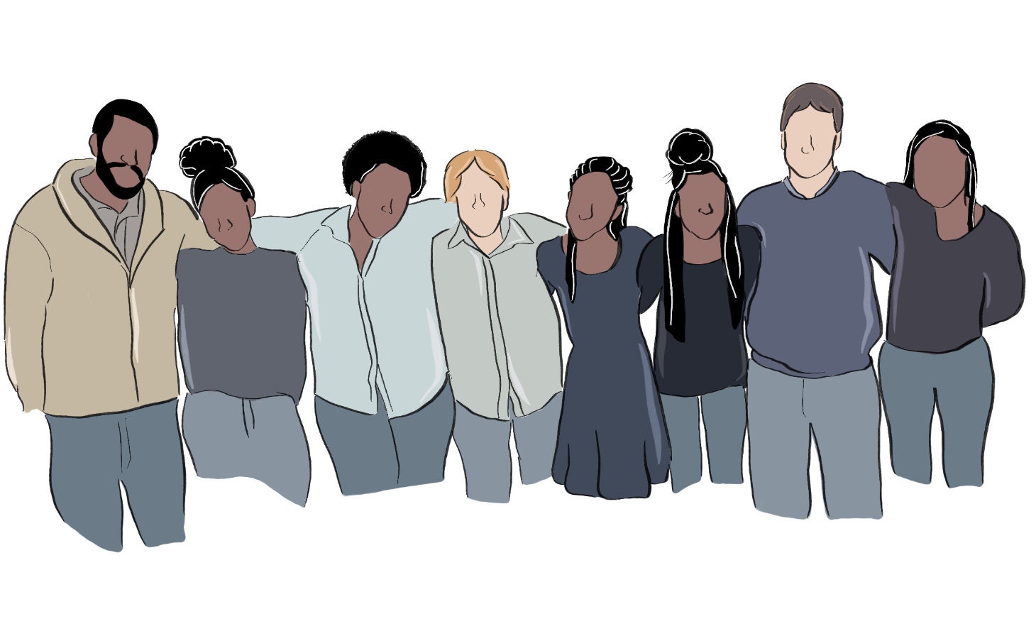 7 People Custom Family Portrait Line Drawing - Etsy