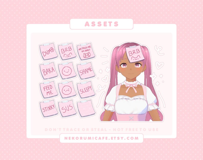 12x Pink Sticky Note Assets | VTUBER / PNGTUBER | Cute | Kawaii ...