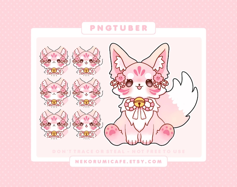 Pngtuber Pink Fox Kitsune | Vtuber | Streamer | Veadotube | Avatar ...