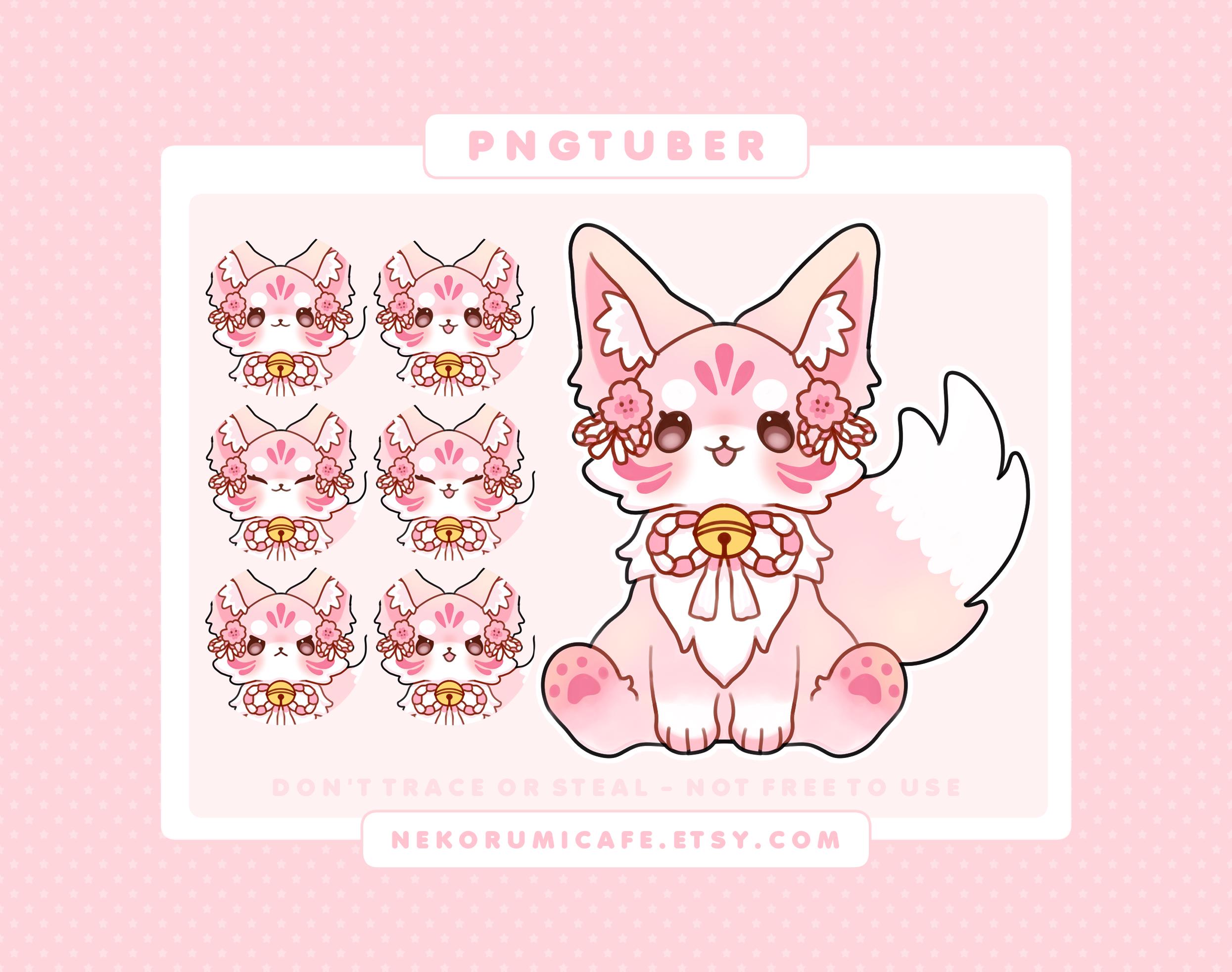 Pngtuber Pink Fox Kitsune | Vtuber | Streamer | Veadotube | Avatar ...